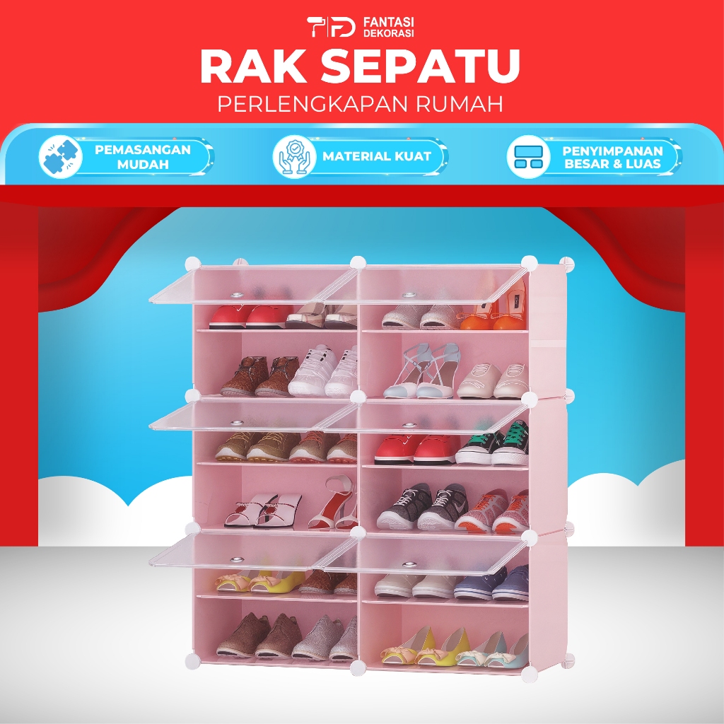Jual Rak Sepatu Portable Serbaguna Box Sepatu 2 Susun 6 Tingkat Rak ...
