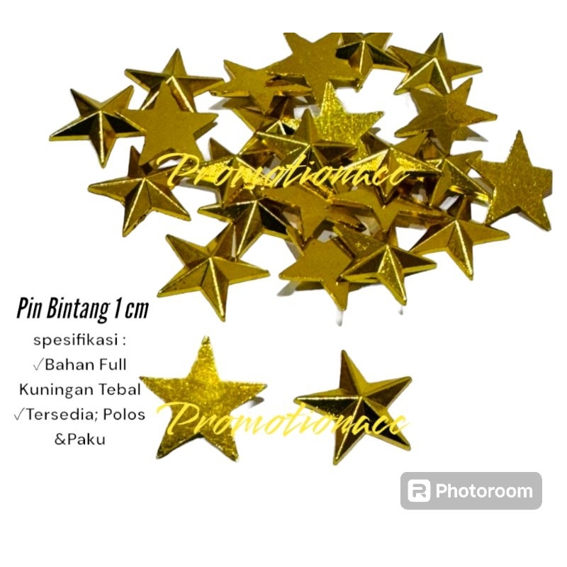 Jual Pin Bros Bintang Full Kuningan 1 cm TEBAL Polos/Paku PREMIUM ...