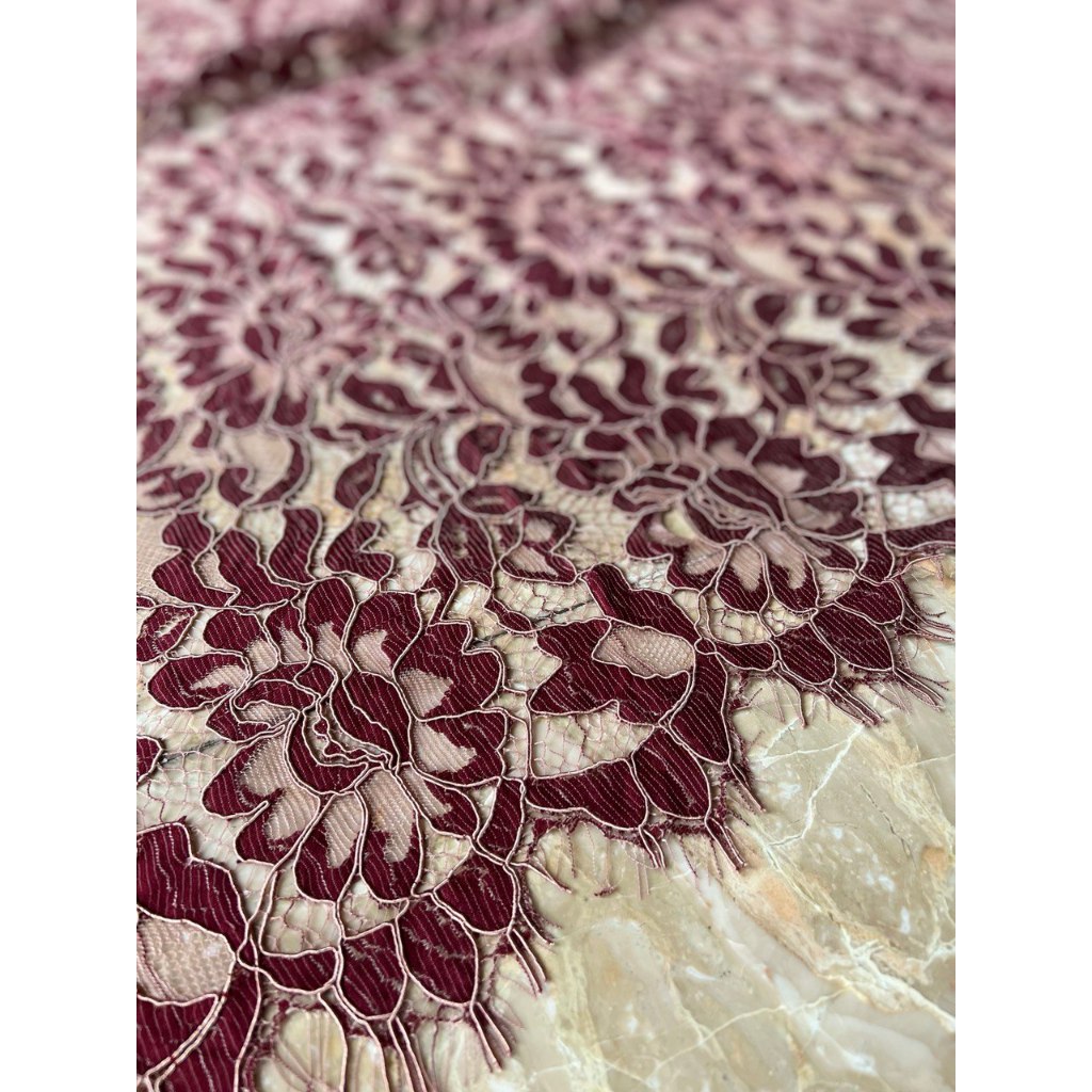 Jual Kain Brokat Bahan Brukat Panel 2 sisi Premium Import Maroon ...