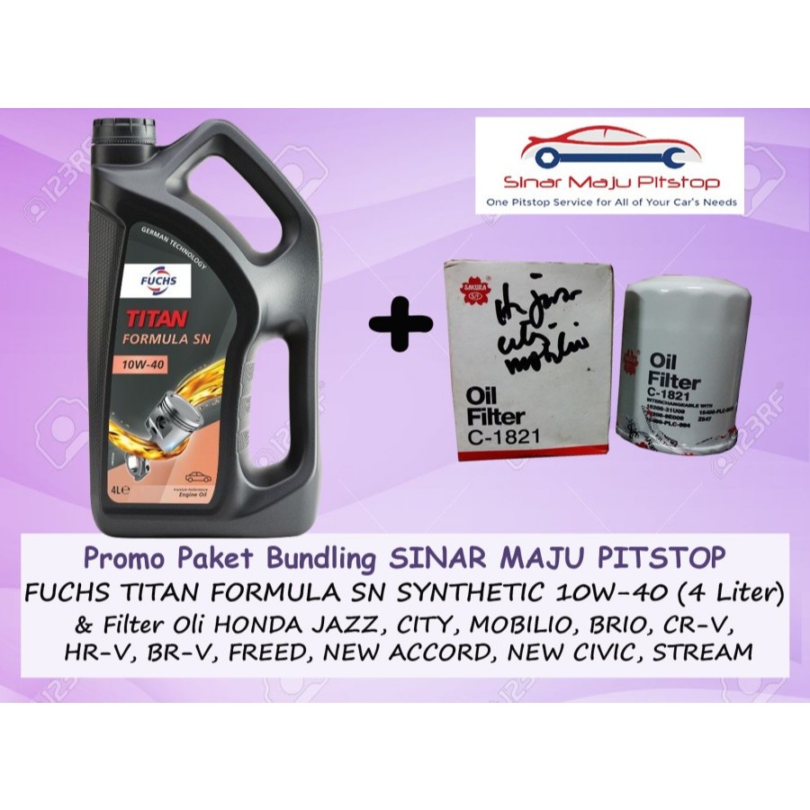 Jual Paket Oli FUCHS TITAN FORMULA SN SYNTHETIC 10W-40 Galon 4 Liter ...