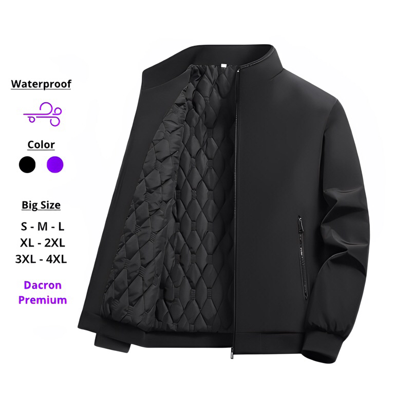 Jual Jaket Bomber Casual Pria Ukuran Besar / Jaket Pria Hitam Navy ...