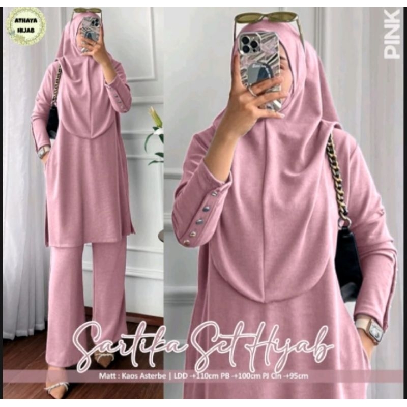 Jual SETCEL WANITA KNIT ARTERBE SARTIKA SET FREE HIJAB | Shopee Indonesia
