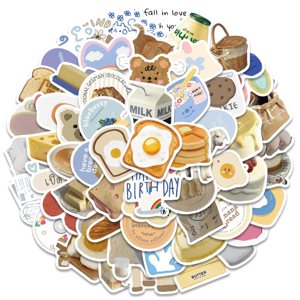 Jual COD 63 PCS gaya LUCU roti mentega stiker untuk Buku Tempel/Buku ...