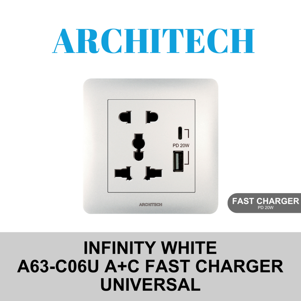 Jual ARCHITECH INFINITY WHITE/ SAKLAR USB COLOKAN / STOP KONTAK A63 NEW 2.3 gabungan | Shopee ...