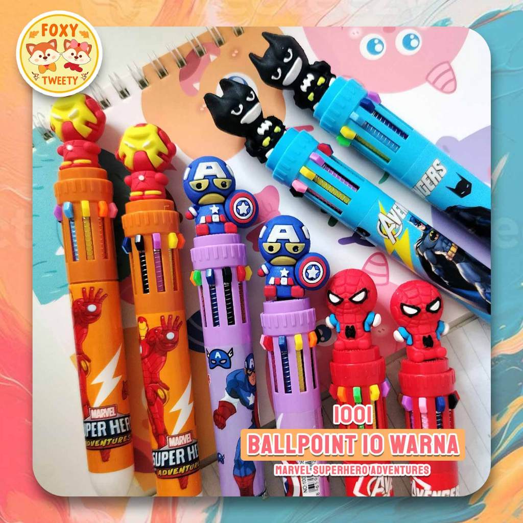 Jual Ballpoint 10 Warna 1001 - Marvel Superhero Adventures | Pulpen ...