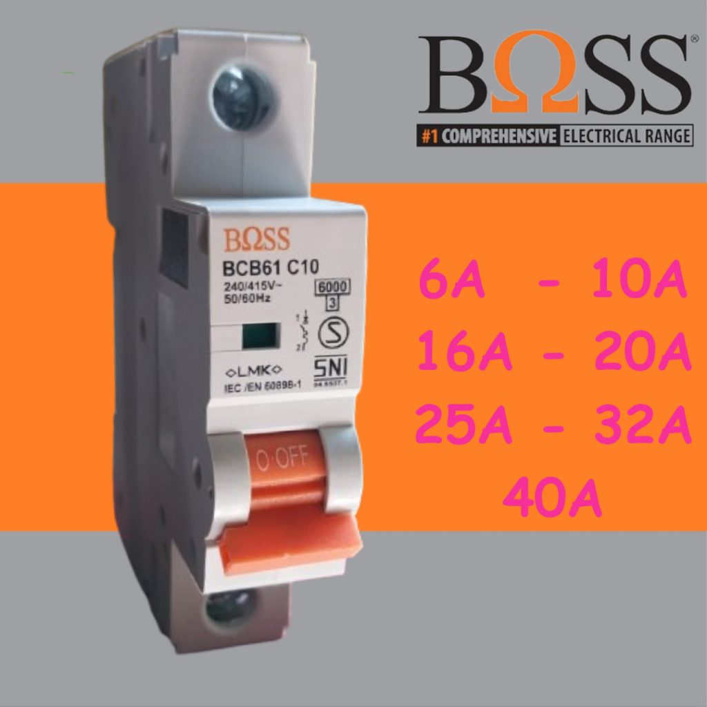 Jual MCB 1Phase Breaker 10kA 6A - 40A merk Boss - Original Product ...