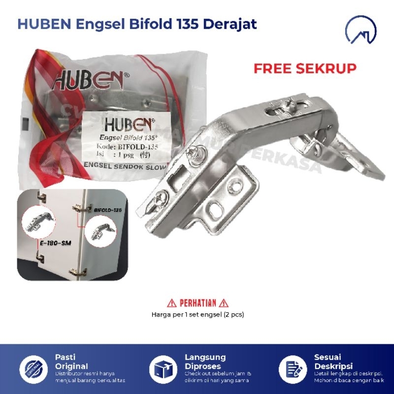 Jual (ISI 2) HUBEN Engsel Sendok Pintu Sudut Bifold Bivold Pasangan ...