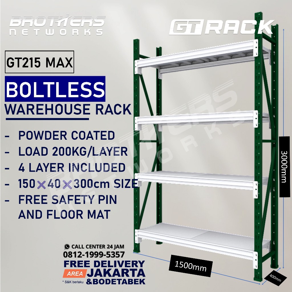 Jual RAK GUDANG GT RACK GT215 MAX RACK BESI 4 SUSUN 1.5 METER 200KG ...