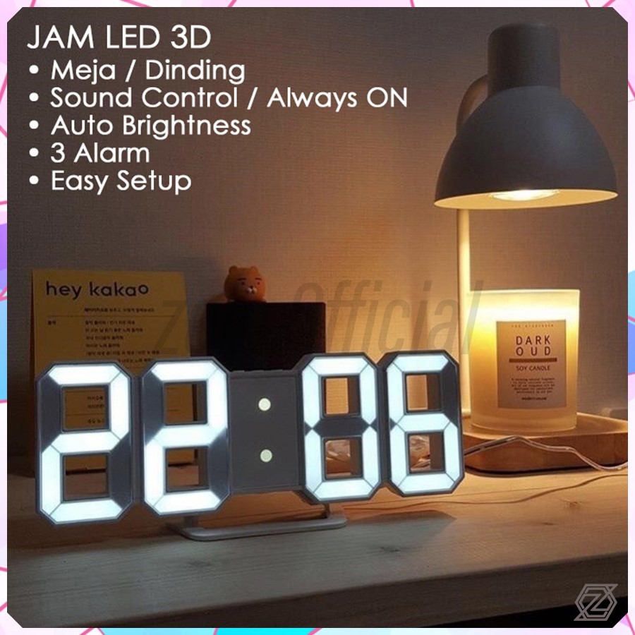 Jual [zolo] Jam Dinding LED 3D / Jam Meja Digital LED 3D Bentuk Angka ...