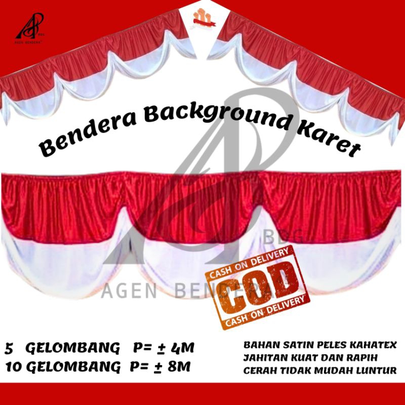 Jual Bendera Background Karet 5 Gelombang Bekron Merah Putih Panjang ±4 Meter | Shopee Indonesia