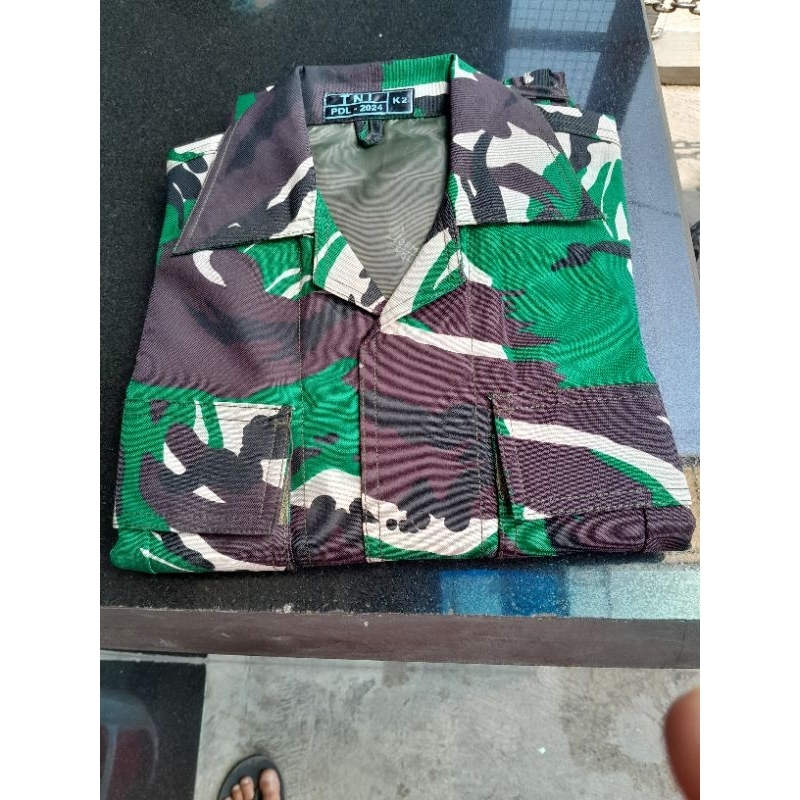 Jual baju pdl tni bahan velbed fuul puring/resleting | Shopee Indonesia