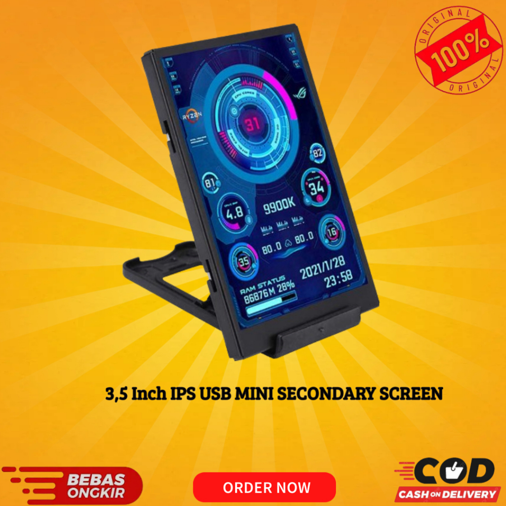 Jual HLFEC Second Screen Monitor Sensor CPU GPU HDD Panel IPS 3.5 Inch ...