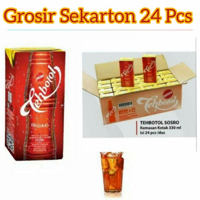 Jual Teh Kotak Sosro 330ml Sekarton 24 Pcs Teh Botol Melati Original ...