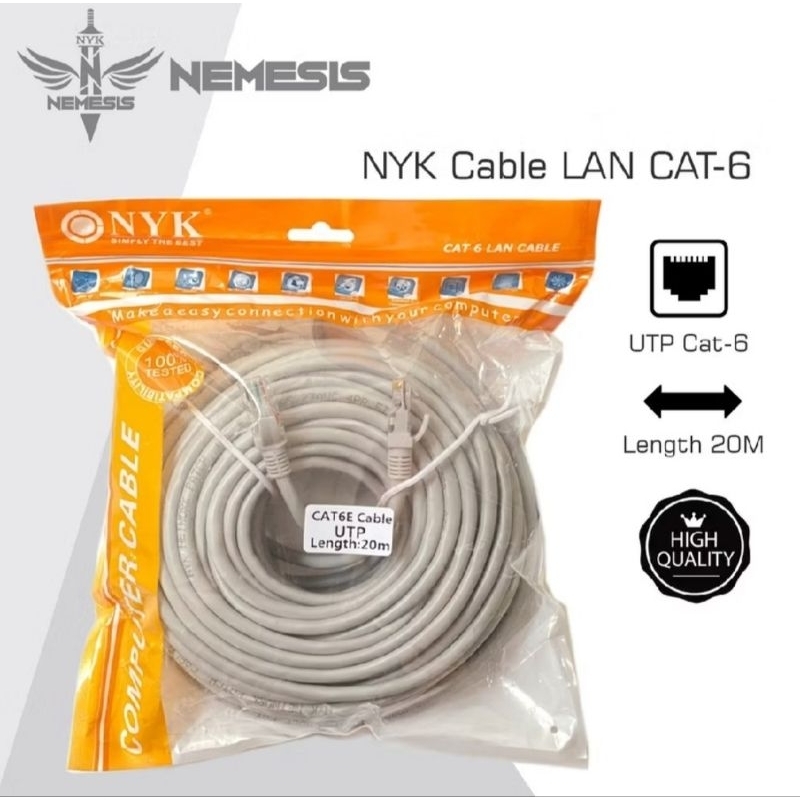 Jual KABEL LAN / UTP CAT 6 / CAT6 NYK 20m / 20 mtr / meter ORIGINAL SIAP PAKAI | Shopee Indonesia