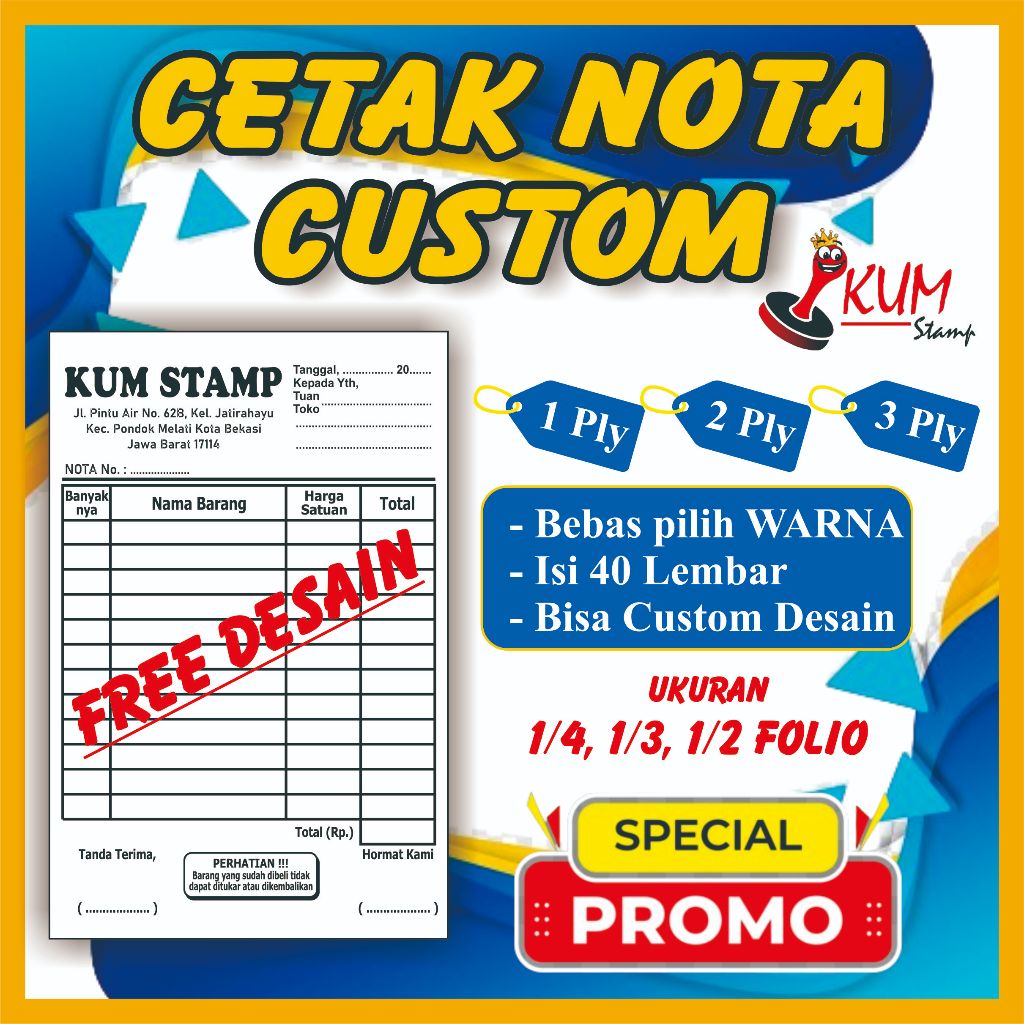 Jual NOTA CUSTOM / KWITANSI / BON TOKO Tanpa MINIMAL ORDER | Shopee ...