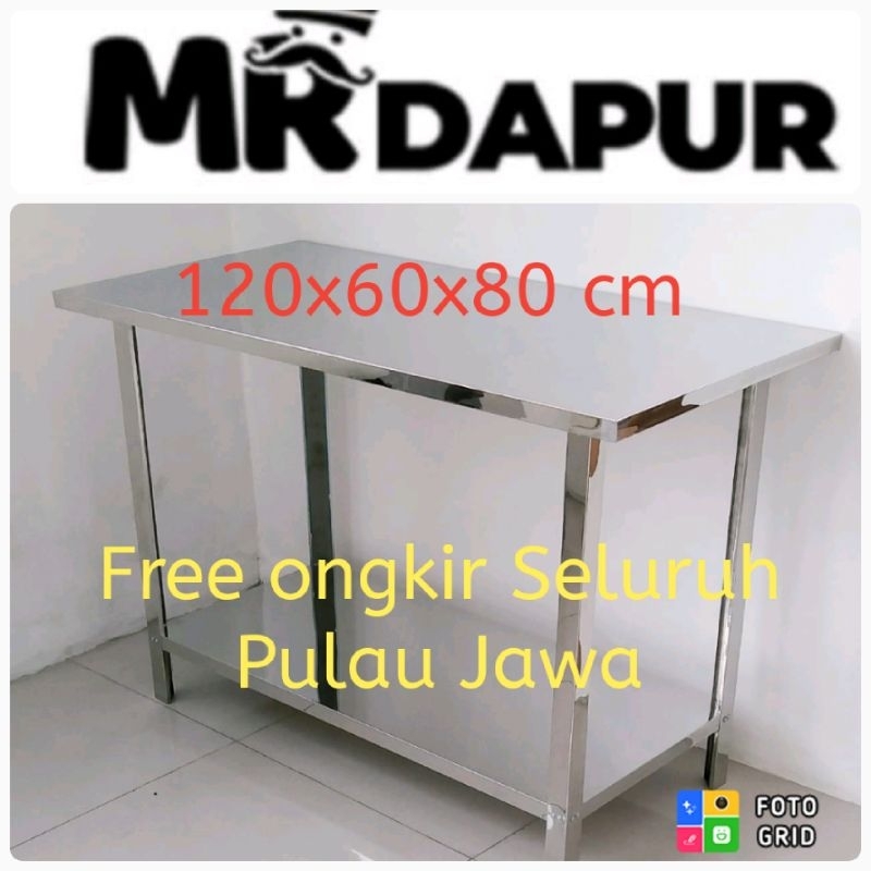 Jual Meja Dapur Stainless Merk Mr Dapur ukuran 120x60×80 cm Meja Kerja ...