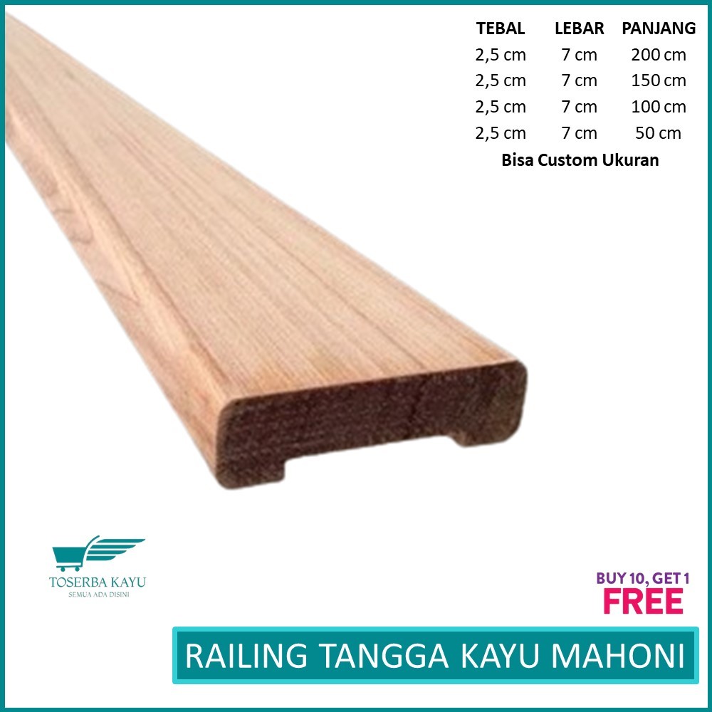 Jual Railing Pegangan Tangga kayu Rumah Minimalis Mahoni Ukuran 2,5 x 7 ...
