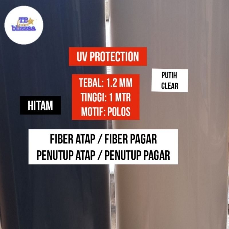 Jual Fiber Pagar 1.2mm Tebal Premium Fiber Atap Polos Tinggi 1M Anti UV ...