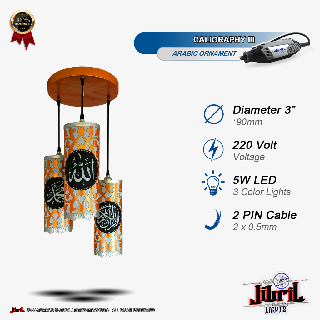 Jual Jibril Lights Lampu Hias Gantung Kaligrafi Arabic Ornament - 3 ...