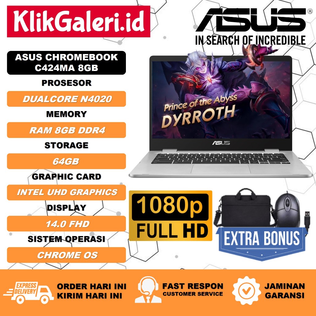 Jual LAPTOP ASUS CHROMEBOOK C424MA N4020 RAM 8GB 14" INCH LAPTOP ...