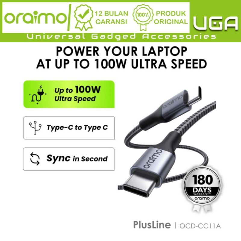 Jual Kabel 3 Meter ORAIMO OCD-CC11A Kabe Data Cable Type-C Pushline ...