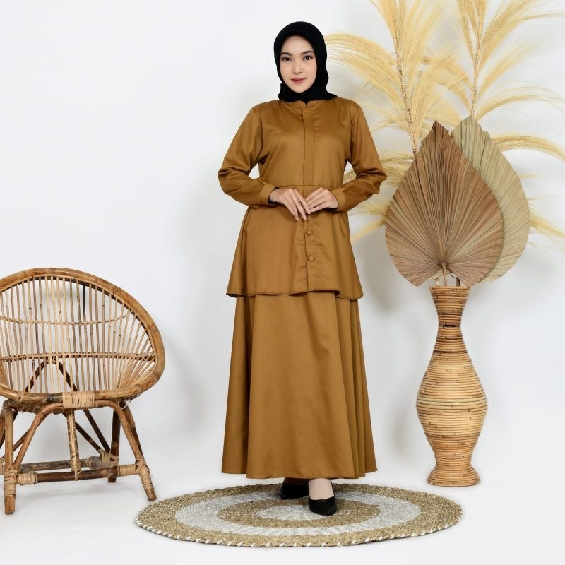 Jual PROMO!!!! SERAGAM DINAS TOYOBO KHAKI+KERUDUNG RANDOM SETELAN PNS {TUNIK+ROK} S-M-L-XL-XXL ...