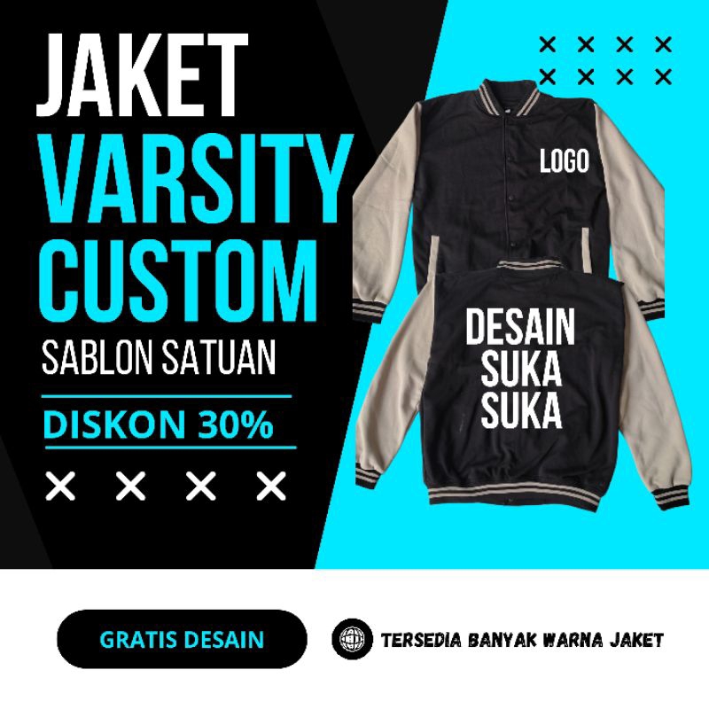 Jual JAKER VARSITY CUSTOM SABLON SATUAN DESAIN SUKA SUKA BAHAN TEBAL ...