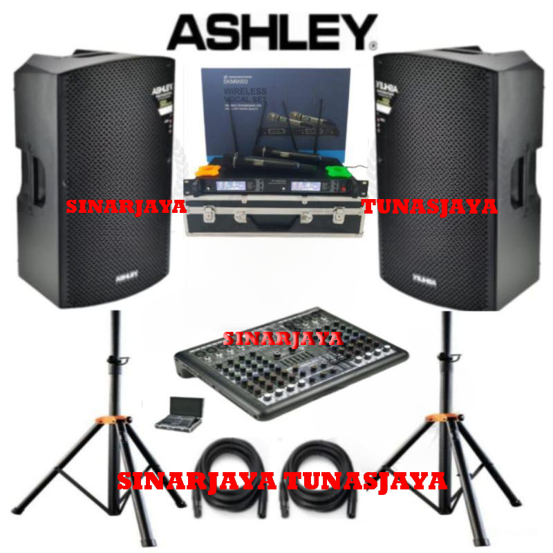 Jual Paket Sound System Ashley AR500 15 Inch 500 Watt Komplit Mixer Ashley SMR8 8 channel Dan ...