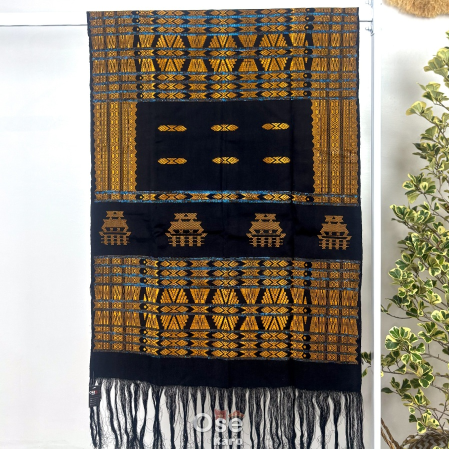 Jual Uis Nipes Sutra Motif Rumah Adat Warna Hitam | Shopee Indonesia