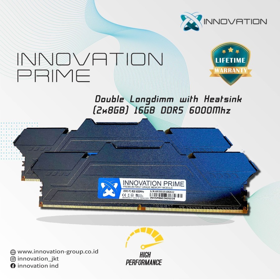 Jual RAM LONGDIMM INNOVATION PRIME DDR5 16GB KIT (2x8GB) 6000MHz - WITH ...