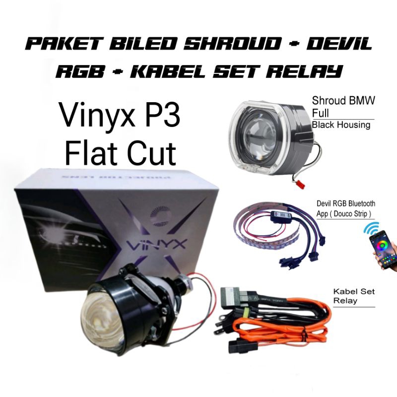 Jual PAKET BILED VINYX P3 DEVIL RGB / Lensa Lampu LED Projector Projie ...