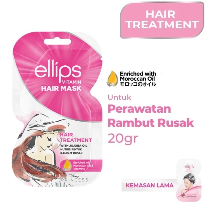 Jual Ellips Hair Mask Disney Moroccan Hair Treatment 20g Volume Miracle ...