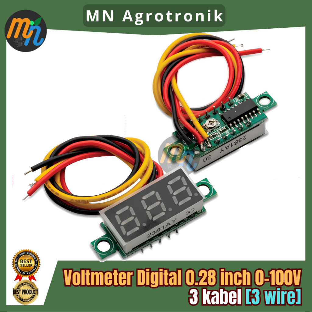 Jual MINI VOLTMETER VOLT PANEL METER 0-100V DC 3 WIRE 0.28" | Shopee Indonesia