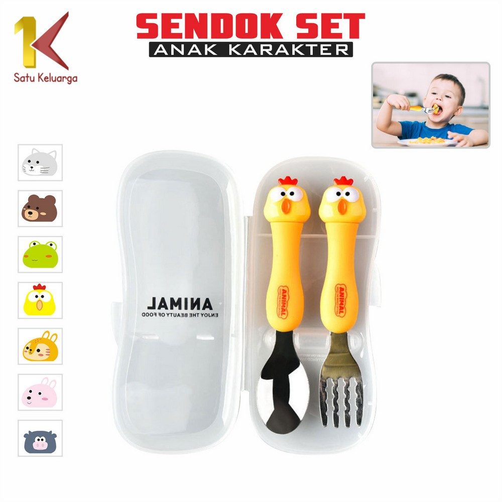 Jual Satu Keluarga Sendok Set Anak Karakter Animal C962 Set Sendok ...
