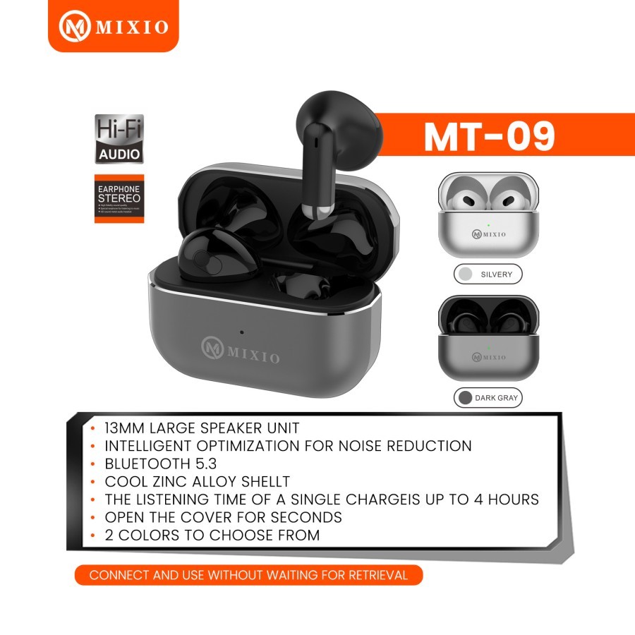 Jual MIXIO MT-09 METAL PREMIUM TWS MINI EARBUDS WIRELESS BLUETOOTH ...