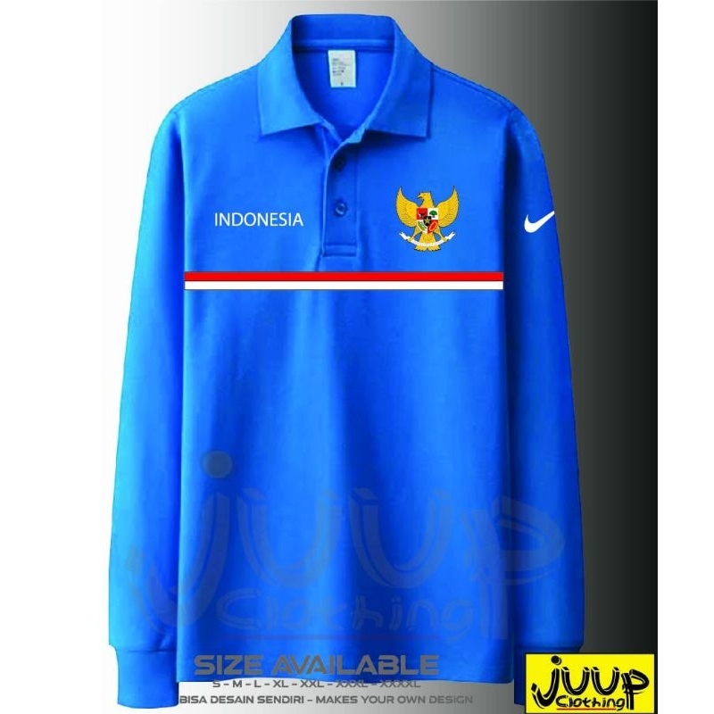 Jual kaos kerah polo shirt lengan panjang kebangsaan indonesia garuda ...