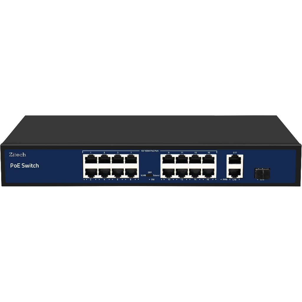 Jual Switch PoE Zitech ZT-HN16H2G1S-200-V1 PoE Switch-19 Port Switch ...