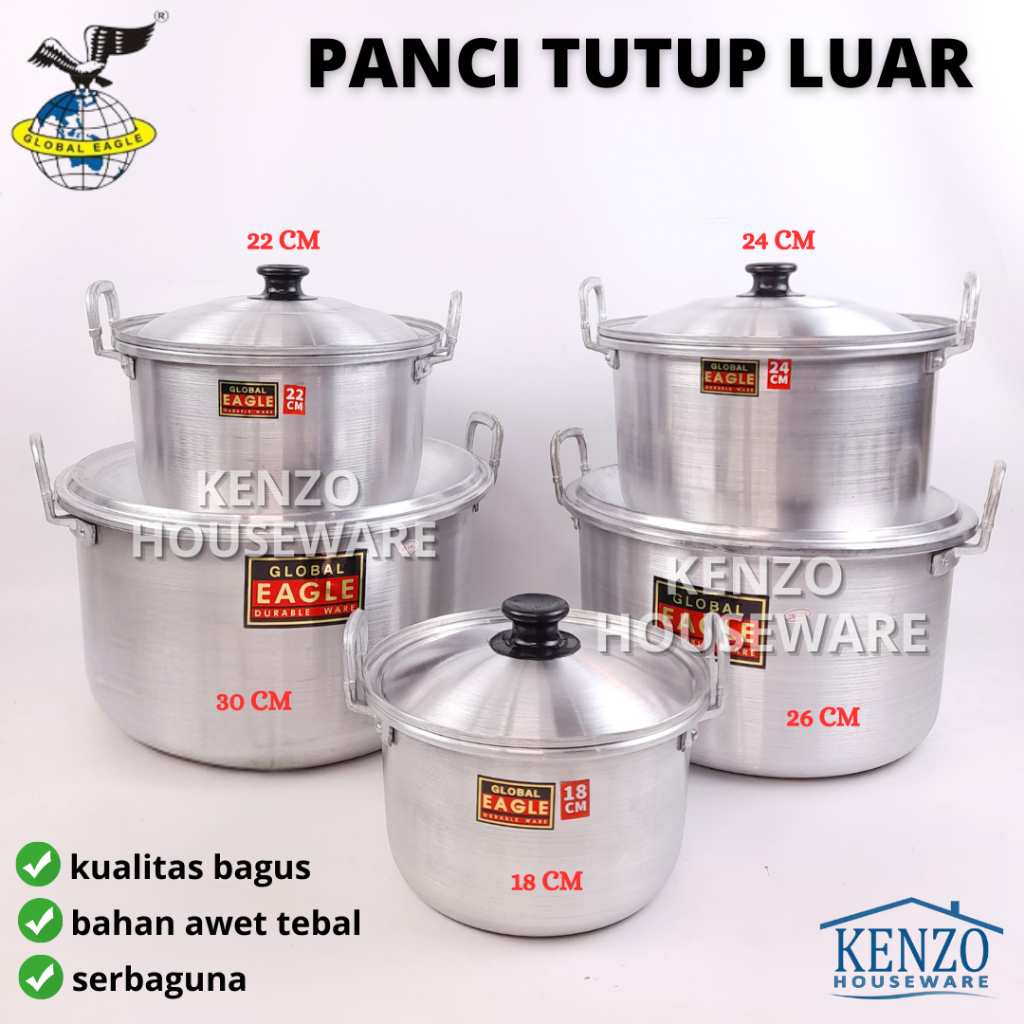 Jual Panci Tutup Luar 24 28 30 CM Global Eagle Panci Rebus Air Besar ...