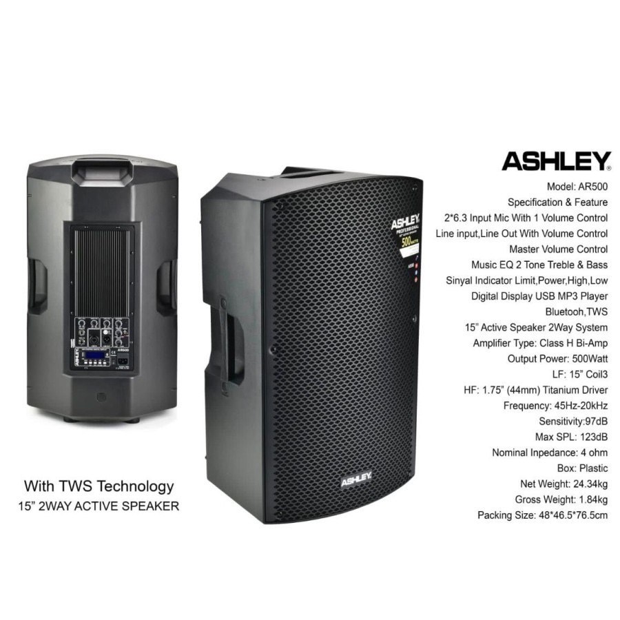 Jual Speaker Aktif Ashley AR 500 watt Original 15 inch AR500 Active ...