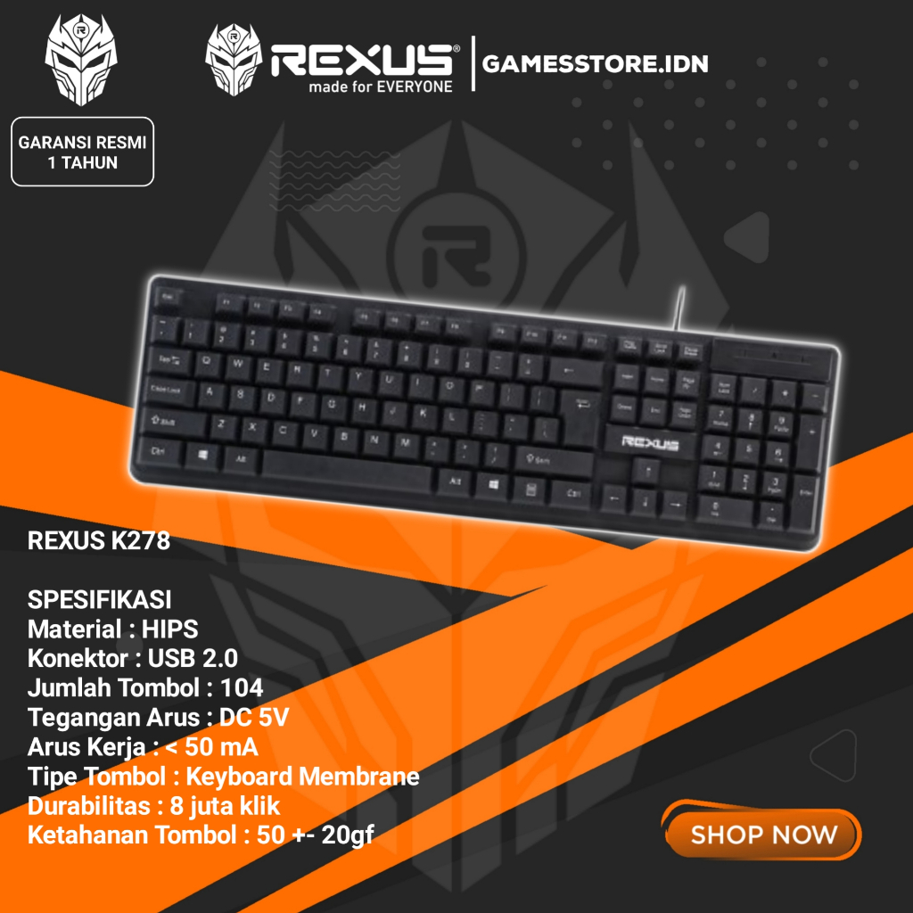 Jual Keyboard Rexus Office Membrane K278 | Shopee Indonesia