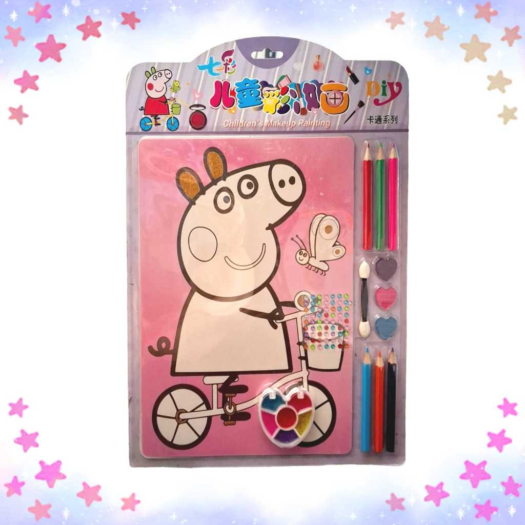 Jual Drawing Canvas Kanvas Lukis Mewarnai Anak Karakter Kartun Babi Pig ...