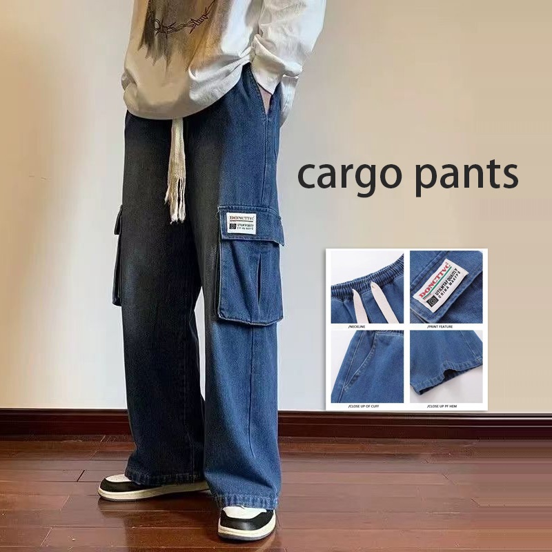 Jual Celana cargo panjang jeans jumbo pria korean style oversize celana denim dewasa baggy pants ...