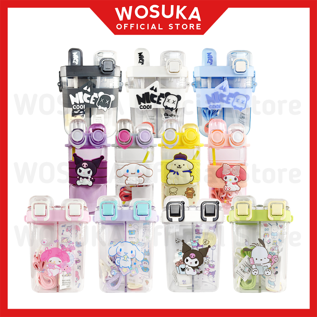 Jual WOSUKA Botol Minum Anak Sanrio Tritan Karakter Multifungsi 2 In 1 ...