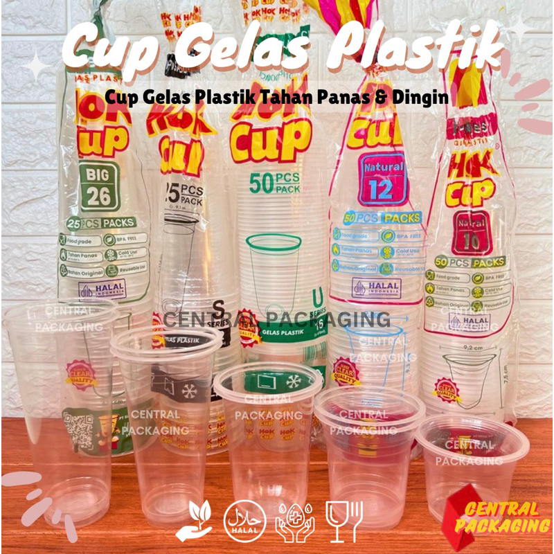 Jual Cup Gelas Plastik Merk Hok & Super Cup / Cup Gelas Es Teh Kopi Jus ...