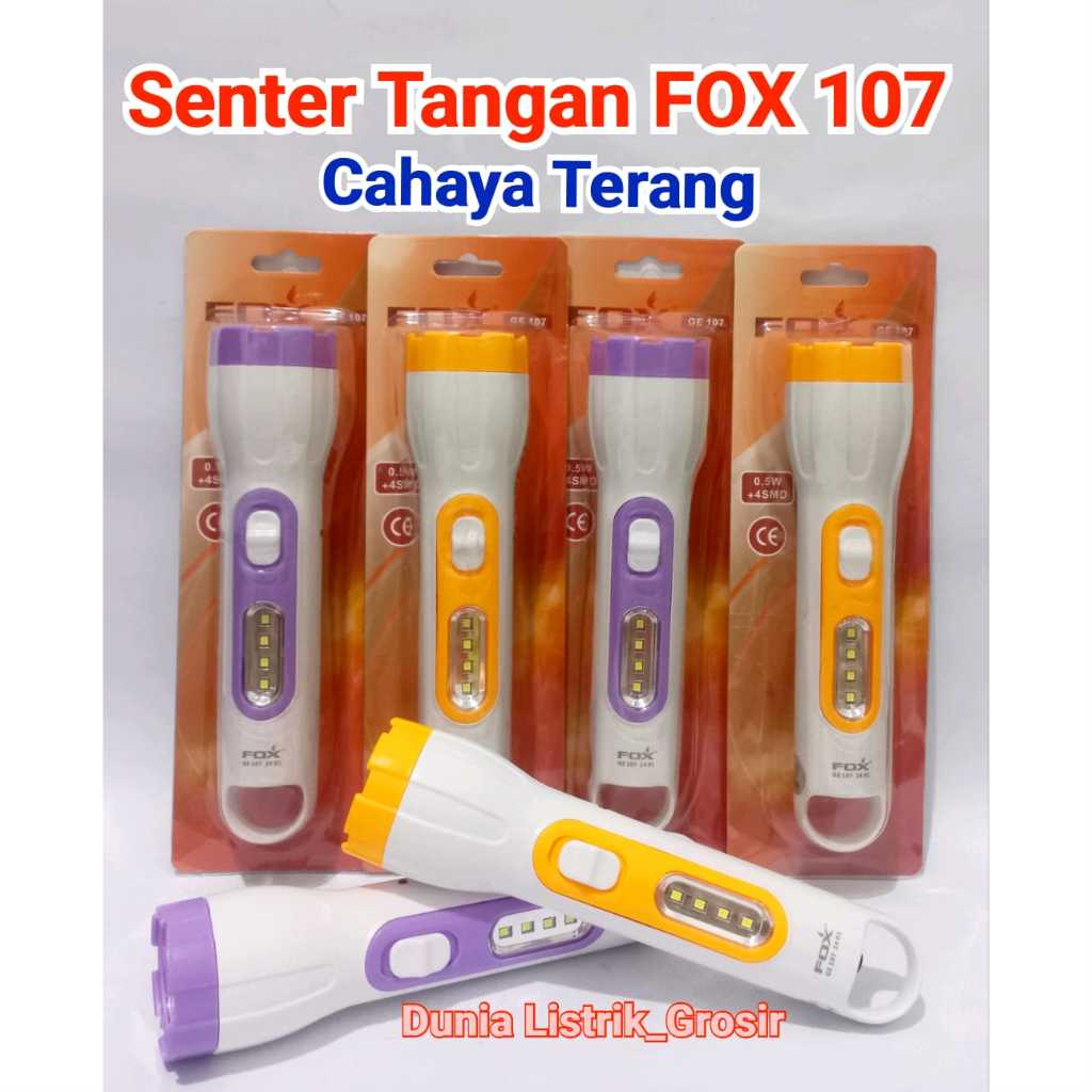 Jual Senter Tangan Cas Merek Fox LED GE 107 / GE107 / Lampu Darurat ...