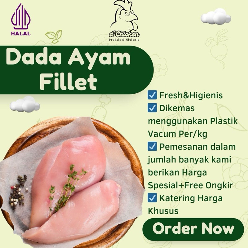 Jual Daging Dada Ayam Fillet d’Chicken-Dada Tanpa Tulang-Dada Fillet ...