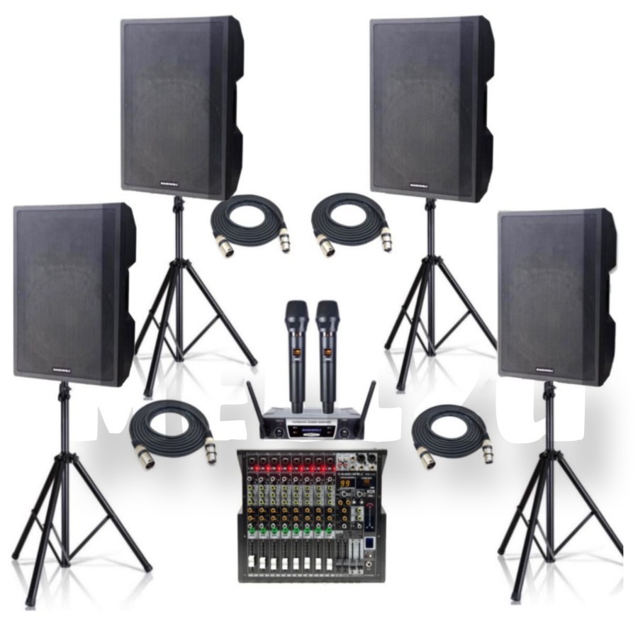 Jual Paket Lengkap Pro Audio Sound System 4 Speaker 2000 watt 15 inch ...