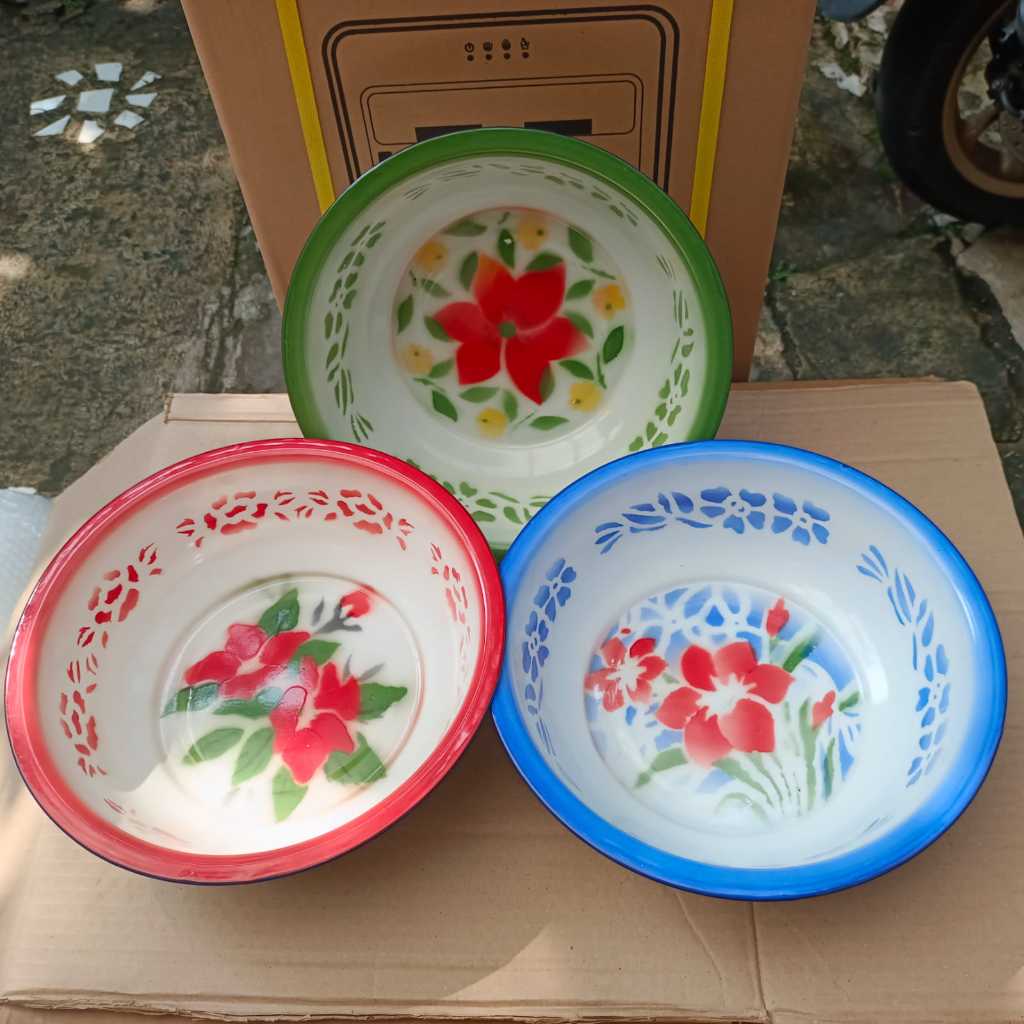 Jual Baskom Enamel Seng Kaleng Jadul 30 Cm Motif Bunga | Shopee Indonesia