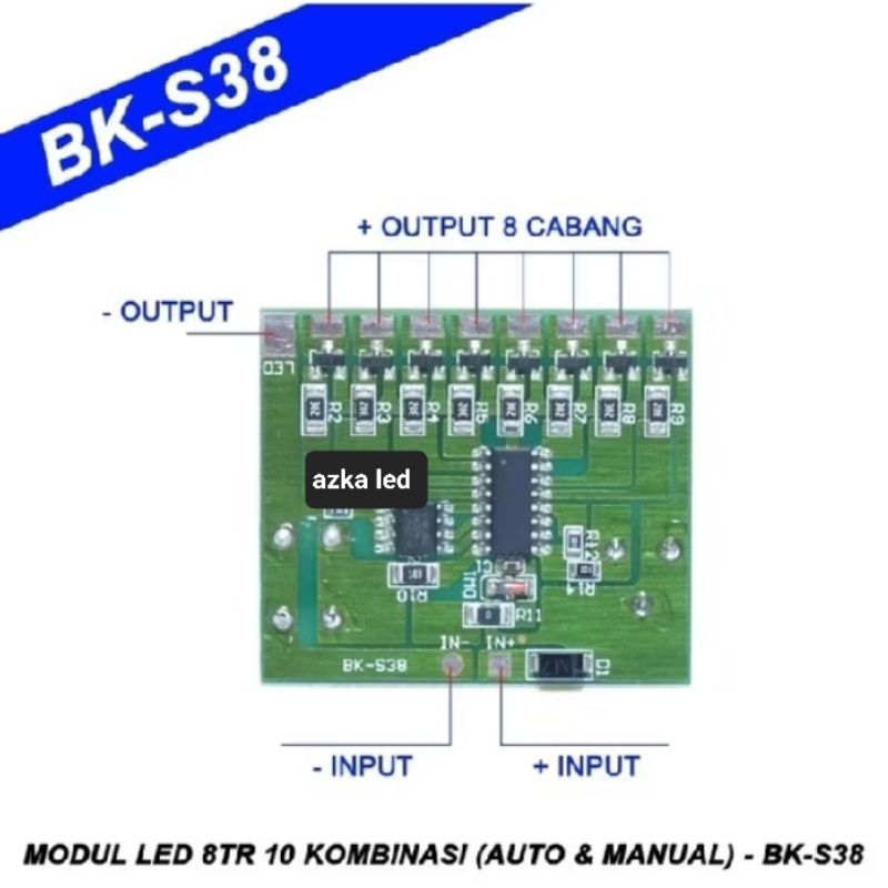 Jual PCB Modul LED 8TR Modul Kit 10 Kombinasi Manual+Otomatis BK-S38 ...