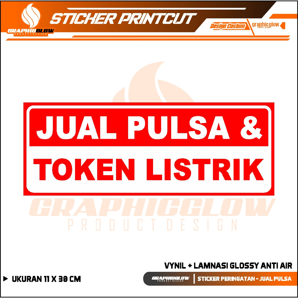 Jual STIKER JUAL PULSA & TOKEN LISTRIK + LAMINATING GLOSSY TAHAN LAMA ...